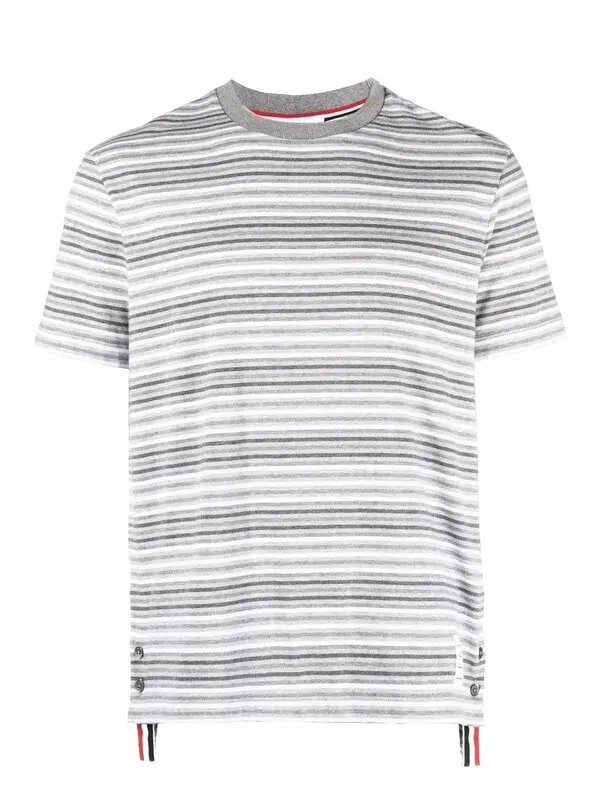 Thom Browne Striped Cotton T-shirt - Grey