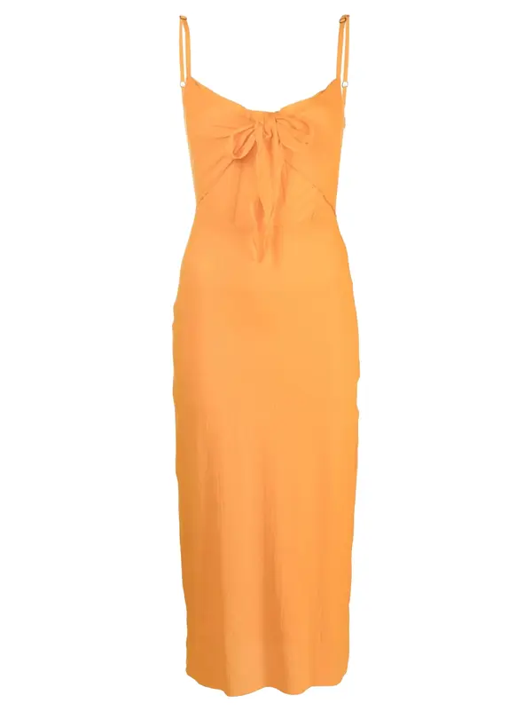 Patou Tie-detail Midi Dress - Orange