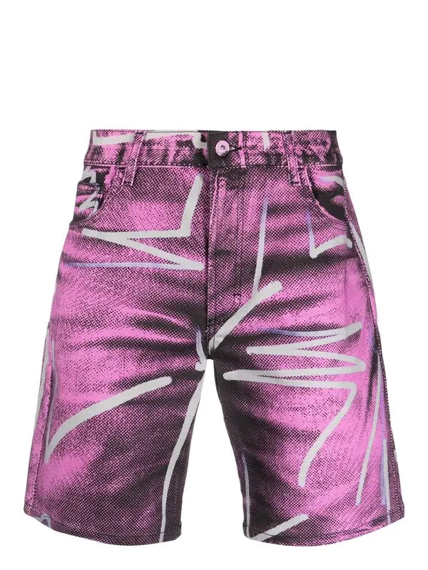 Moschino Illustration-style Print Denim Shorts - Purple