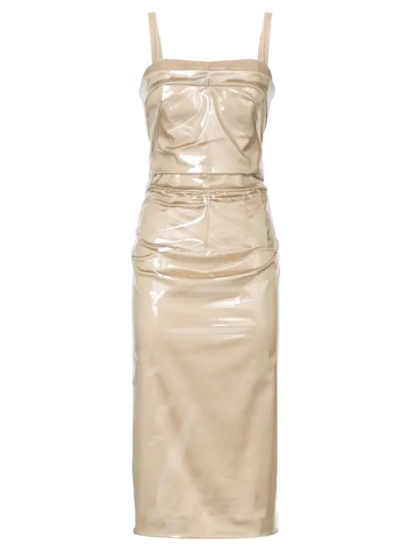 Dolce & Gabbana Transparent Overlay Midi Dress - Neutrals