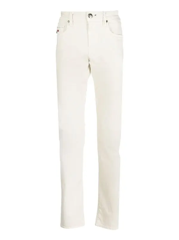 TRAMAROSSA Embroidered Logo Slim-fit Jeans - Neutrals