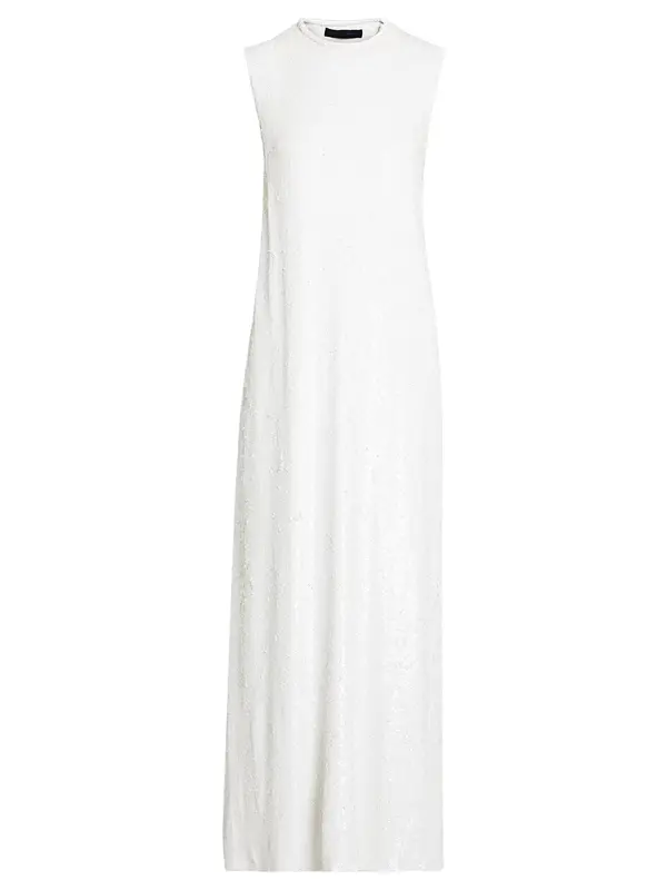 Proenza Schouler Twisted Sequined Tulle Maxi Dress - White