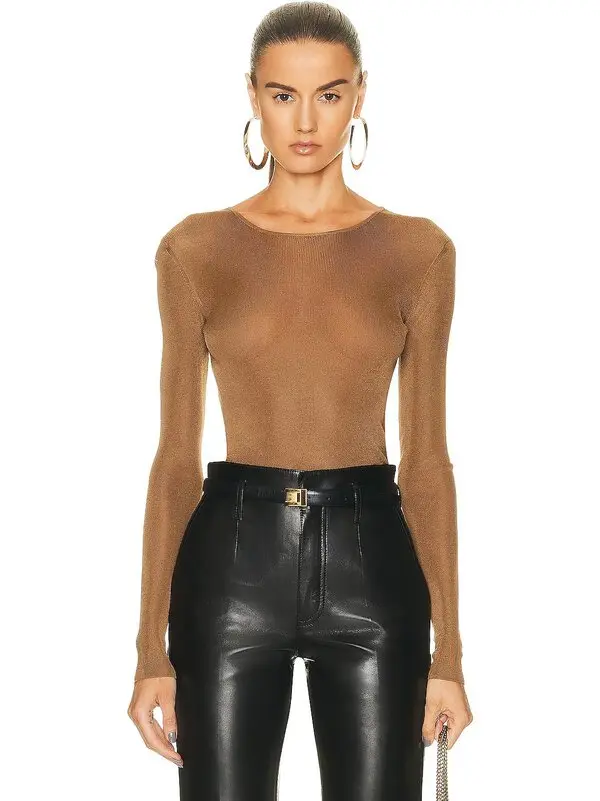 Saint Laurent Long Sleeve Sweater - Noisette