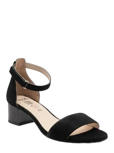 ARA Pauline Block Heel Sandal - Black Kid Suede