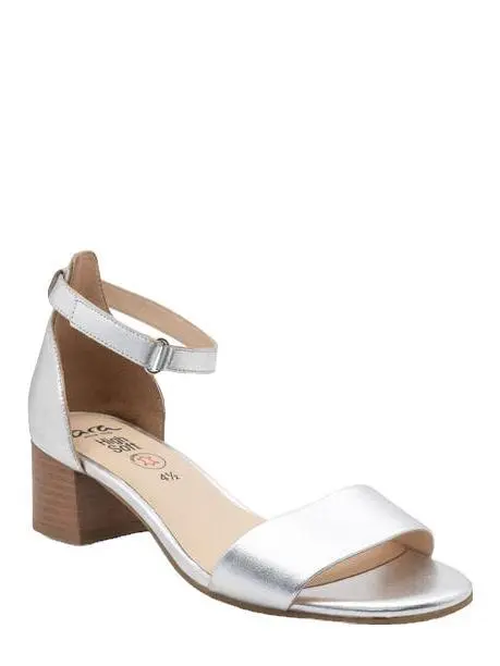 ARA Pauline Block Heel Sandal - Silver Metallic Calf