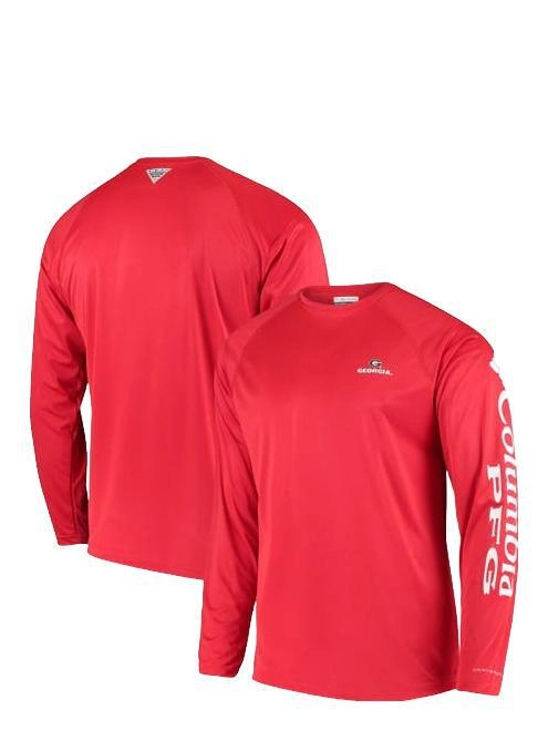 Columbia Georgia Bulldogs Terminal Tackle Omni-shade Raglan Long Sleeve T-shirt - Red