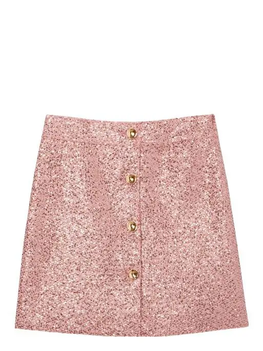 St. John Sequin Knit Mini Skirt - Pink Multi