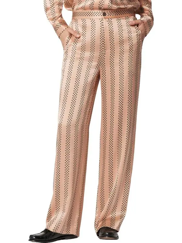 Equipment Aeslin Polka Dot Wide Leg Silk Pants - Praline Multi