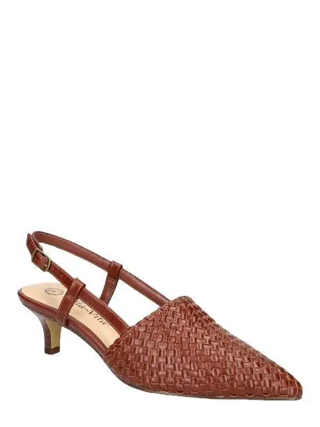 BELLA VITA Kaisley Pointed Toe Slingback Pumps - Dark Tan