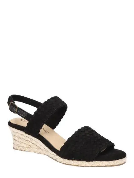 BELLA VITA Mariella Slingback Wedge Sandal - Black Suede