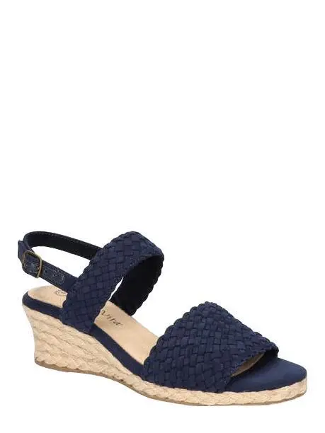 BELLA VITA Mariella Slingback Wedge Sandal - Navy Suede