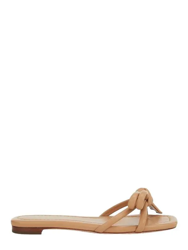 LOEFFLER RANDALL Hadley Leather Bow Flat Sandals - Dune