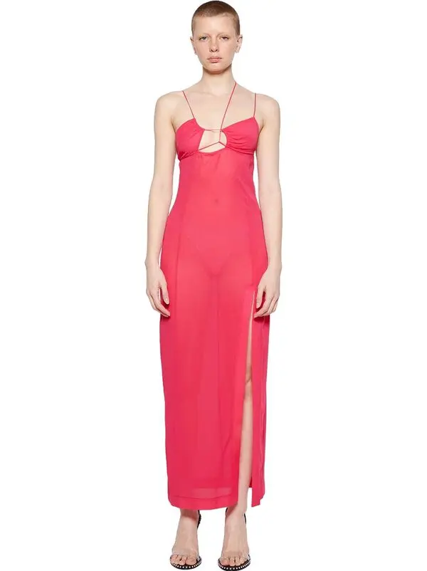 NENSI DOJAKA Asymmetric Bra Maxi Dress - Fuchsia