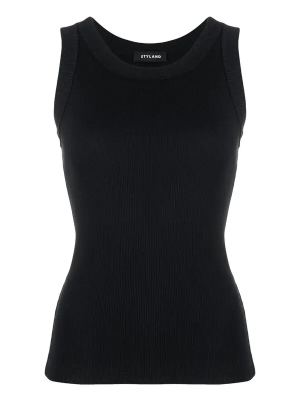 STYLAND Ribbed Knit Tank Top - Black