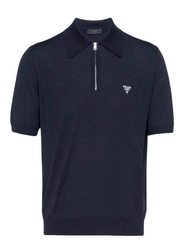 Prada Half-zip Wool Polo Shirt - Blue