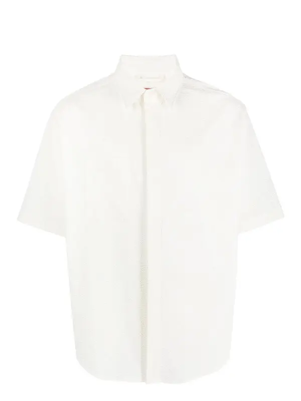 424 Textured-finish Short-sleeve Shirt - White