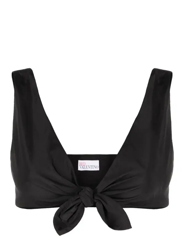 Red Valentino Tie-front Cropped Tank Top - Black
