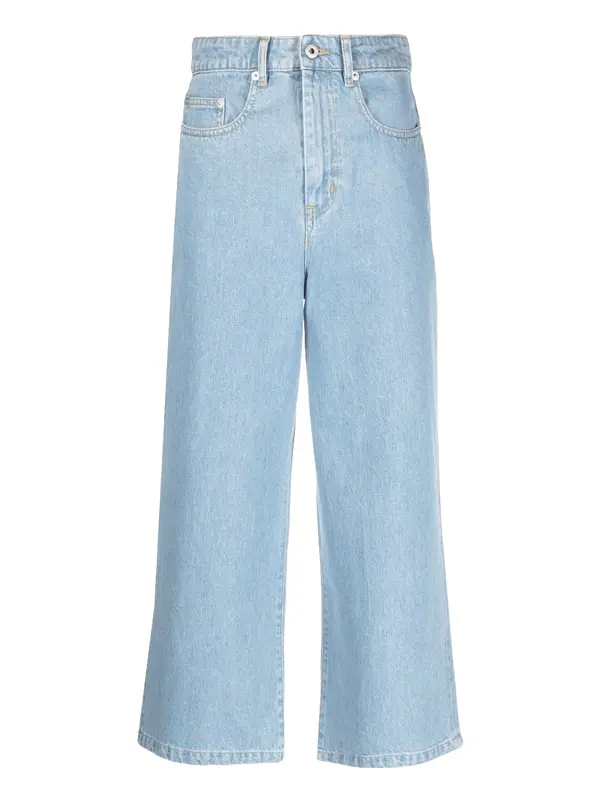 Kenzo Sumire Cropped Wide-leg Jeans - Blue