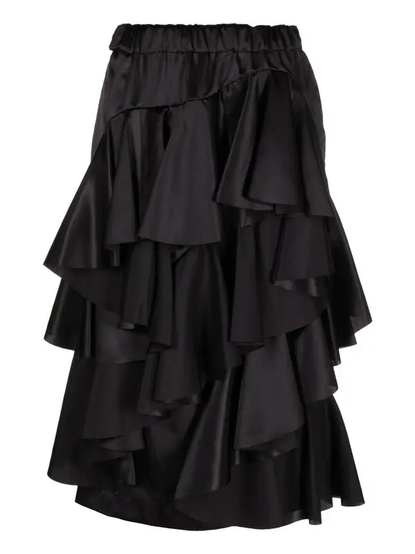 Comme Des Garçons Ruffled Tiered Midi Skirt - Black