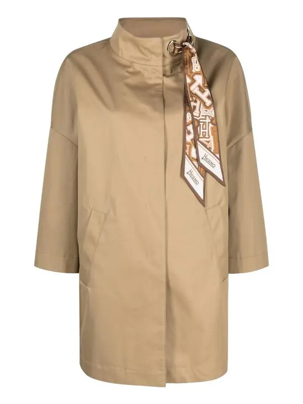 Herno Scarf-embellished Parka Coat - Brown