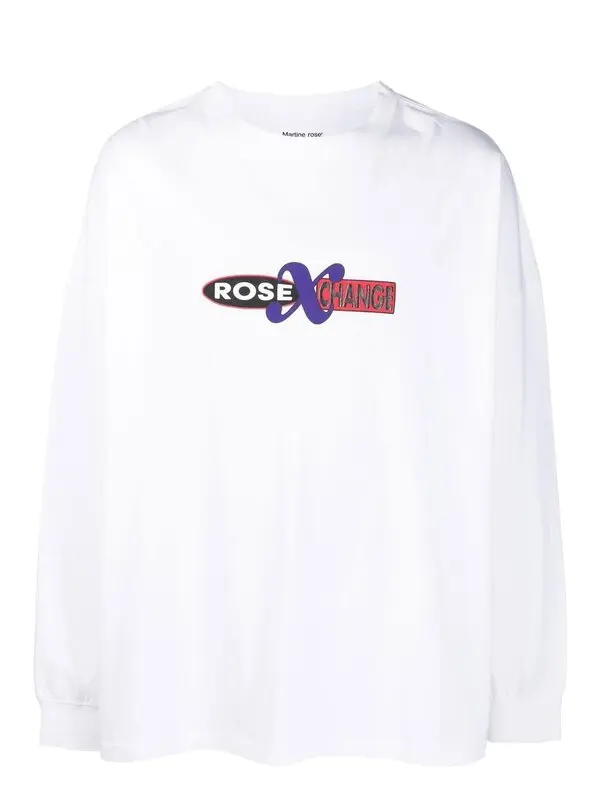 Martine Rose Logo-print Long-sleeve Cotton T-shirt - White
