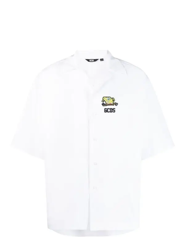 Gcds Embossed-logo Short-sleeve Shirt - White