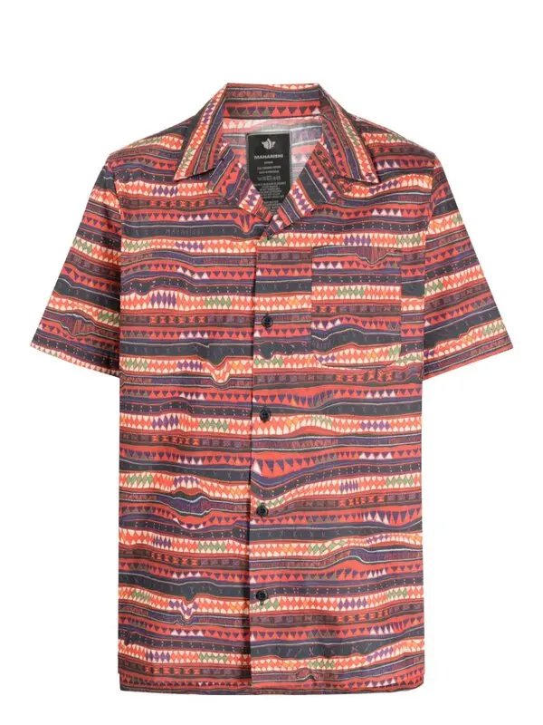 MAHARISHI Short-sleeve Organic Cotton Shirt - Red