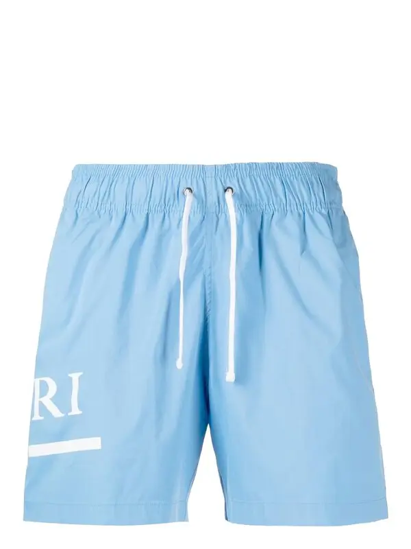 Amiri Logo Print Drawstring Shorts - Blue