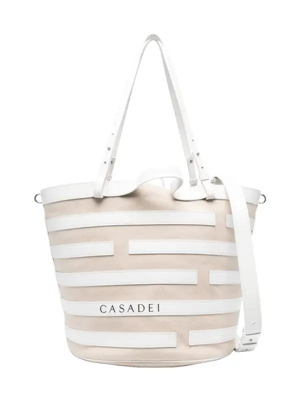 Casadei Stripe-pattern Leather Tote Bag - Neutrals