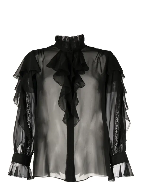 Shiatzy Chen See-through Silk Shirt - Black