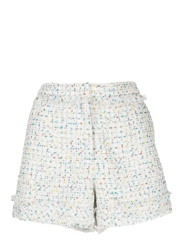 Shiatzy Chen Tweed Mini Shorts - White