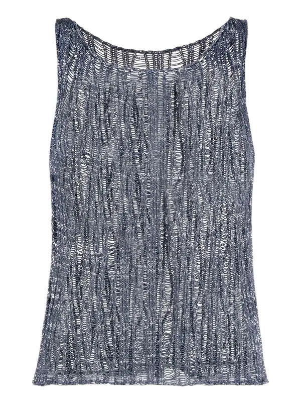 Voz Lace Knit Tank Top - Blue