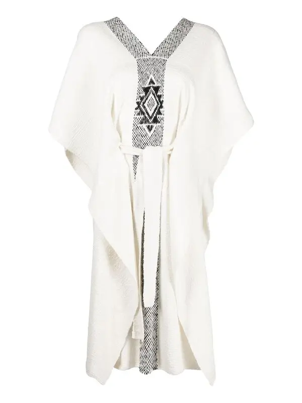 Voz Estrella Tied-waist Kaftan - White