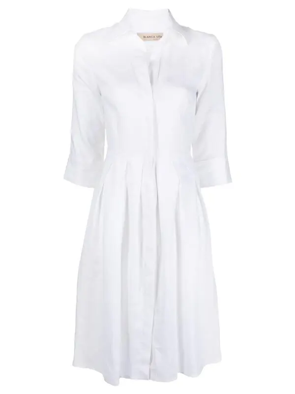 BLANCA VITA Long-sleeve Shirt Dress - White