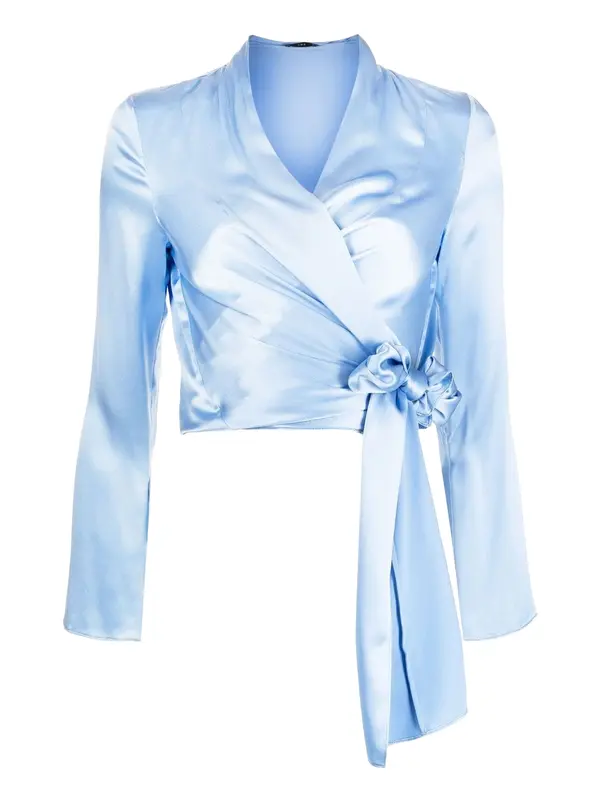 Voz Silk Wrap Blouse - Blue