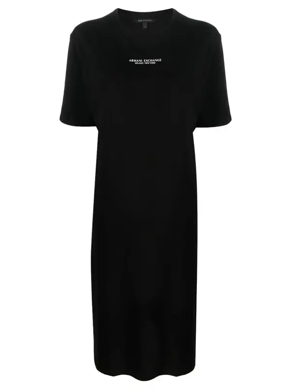 Armani Exchange Logo-print T-shirt Dress - Black