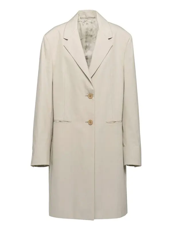 Prada Single-breasted Cotton Coat - Neutrals