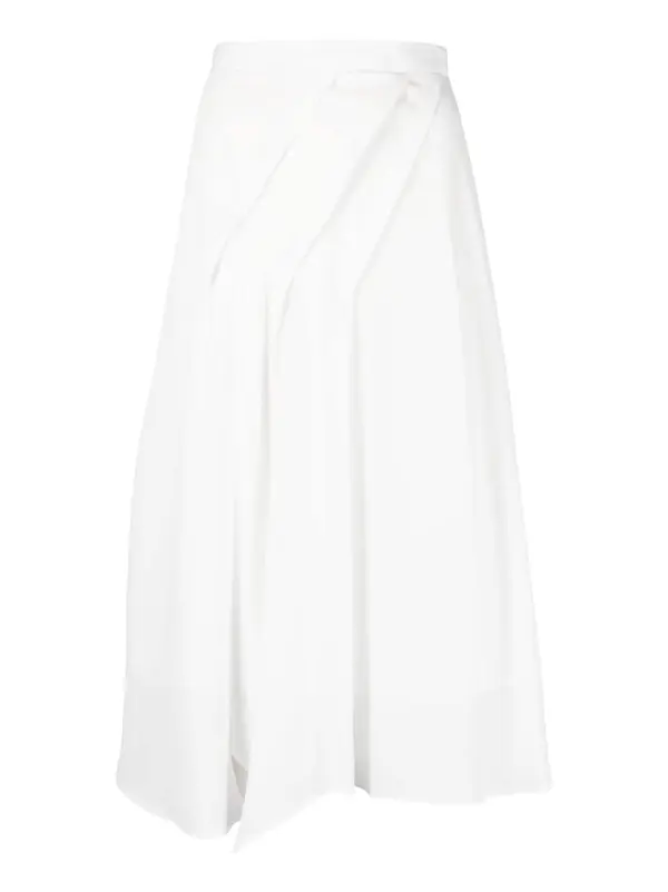 BLANCA VITA Draped Midi Skirt - White