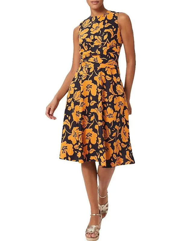 HOBBS LONDON Twitchill Midi Dress - Navy Orange