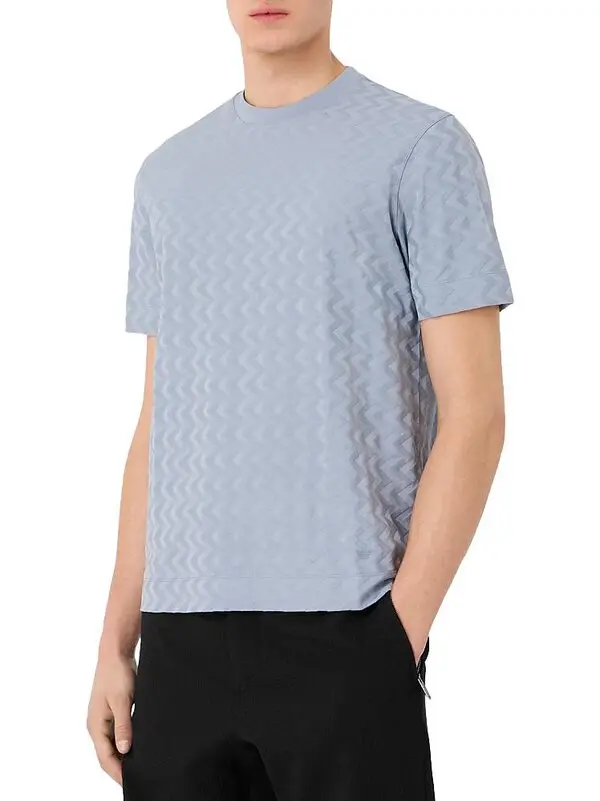 Emporio Armani Cotton Zigzag Crewneck Tee - Solid Ligh