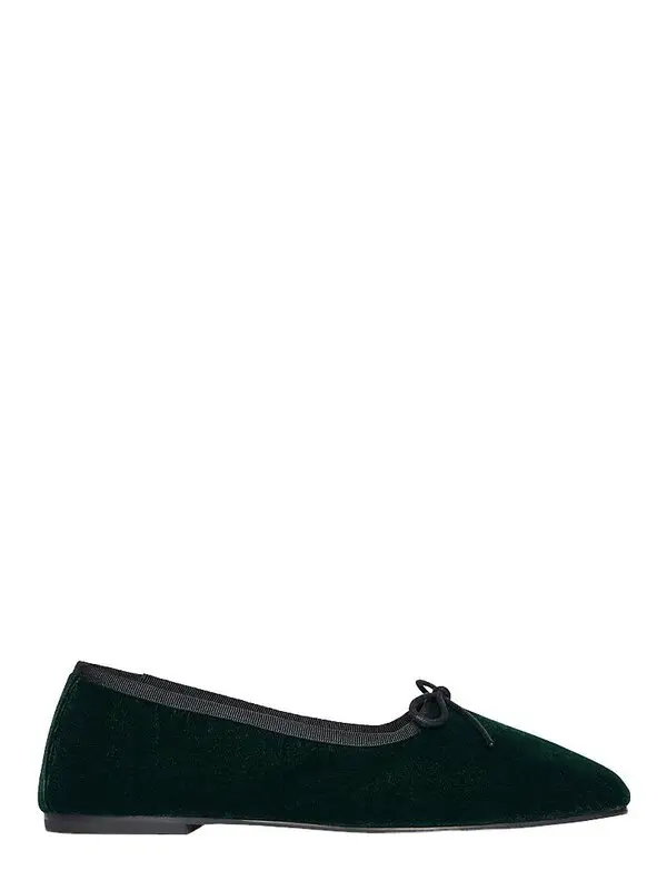 Freda Salvador Jada Woven Bow Slip-on Flats - Emerald Velvet