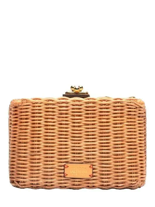FRANCES VALENTINE Paige Wicker Clutch - Toast
