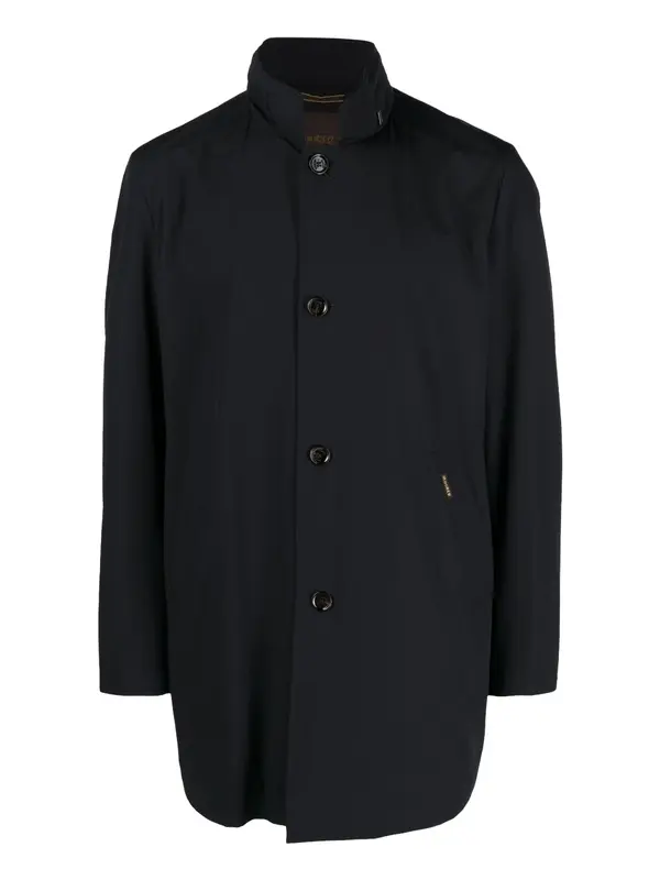 MOORER Stand-up Collar Raincoat - Black
