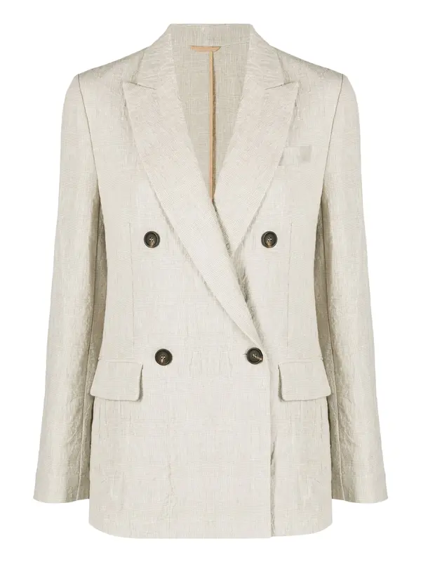 Brunello Cucinelli Prince Of Wales Check Blazer - Neutrals