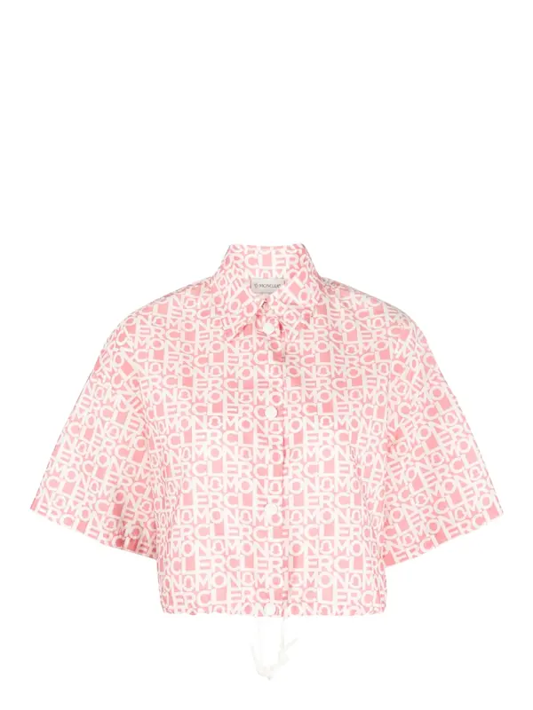 Moncler Logo-print Cropped Shirt - Pink