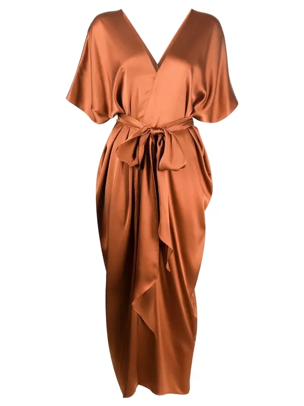 Voz Tied-waist Kaftan Dress - Brown