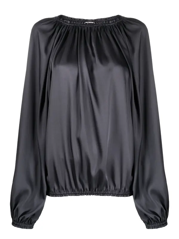 BLANCA VITA Satin Blouse - Grey