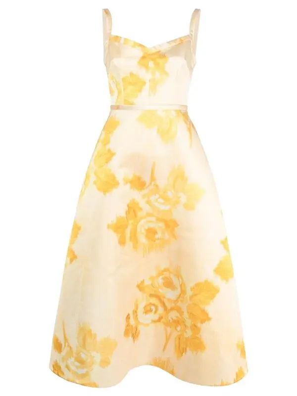 EMILIA WICKSTEAD Floral-print Midi Dress - Yellow