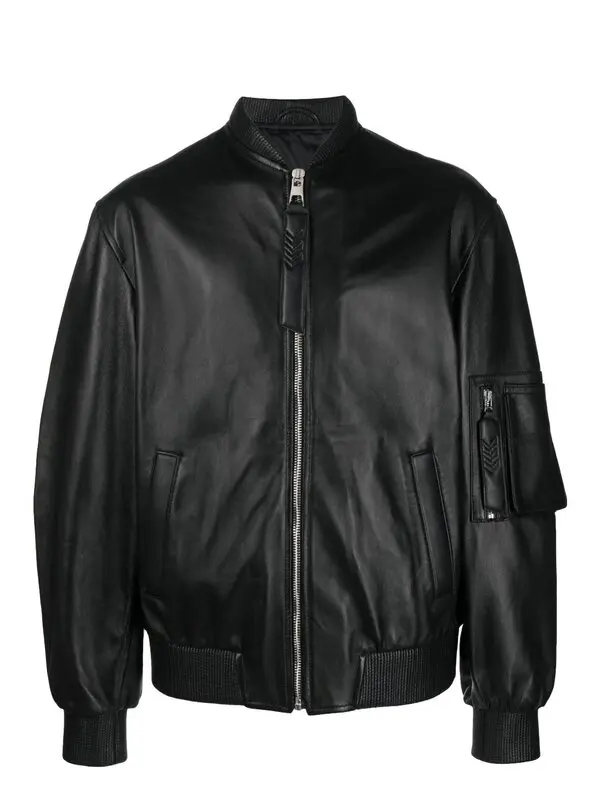 MANOKHI Savona Leather Bomber Jacket - Black