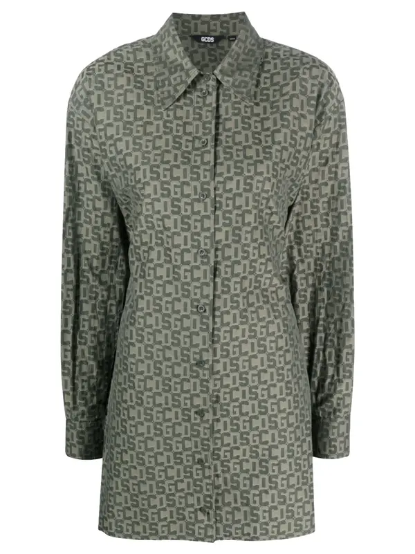 Gcds Logo-print Shirt Dress - Green
